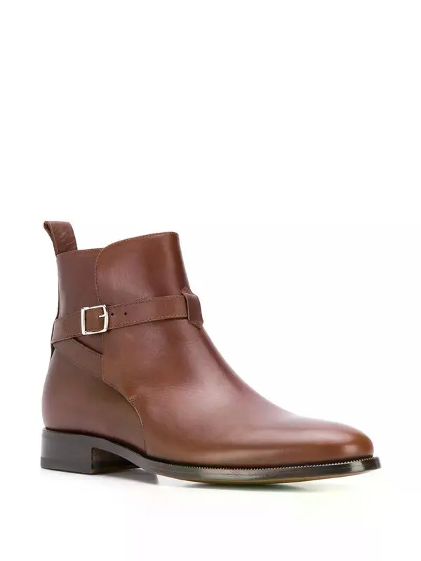 SCAROSSO Leather Ankle Boots - Brown
