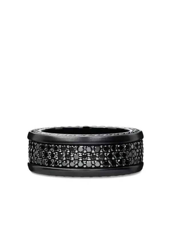David Yurman Sterling Silver Streamline Diamond Band Ring - Black