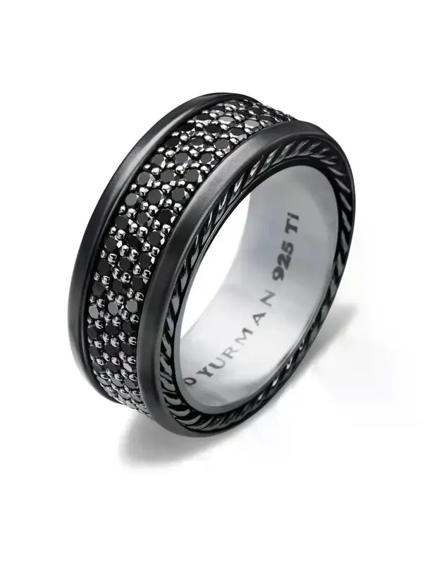 David Yurman Sterling Silver Streamline Diamond Band Ring - Black