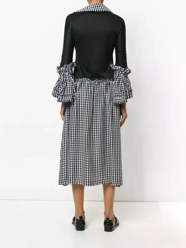 Comme Des Garçons Ruffled Gingham Midi Dress