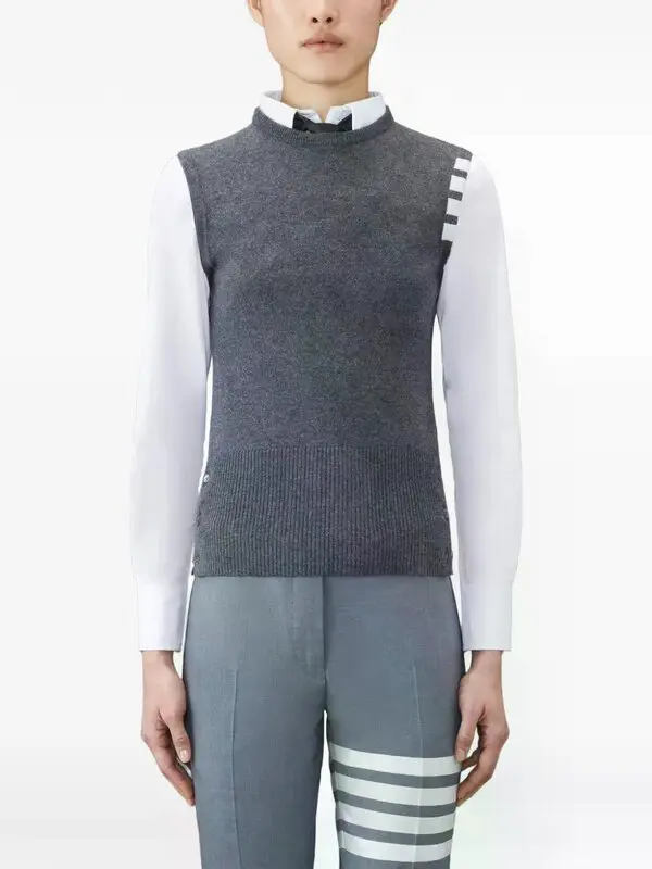 Thom Browne Sleeveless Cashmere Top - Charcoal