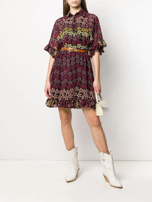 Dsquared2 Floral Print Silk Blend Shirt Dress