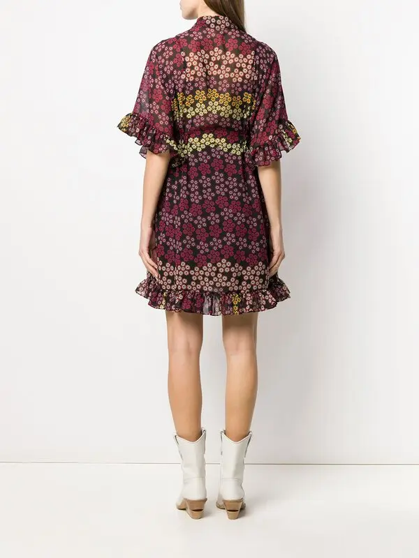 Dsquared2 Floral Print Silk Blend Shirt Dress