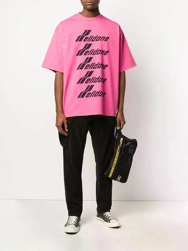 We11Done Oversized Logo-print T-shirt - Pink