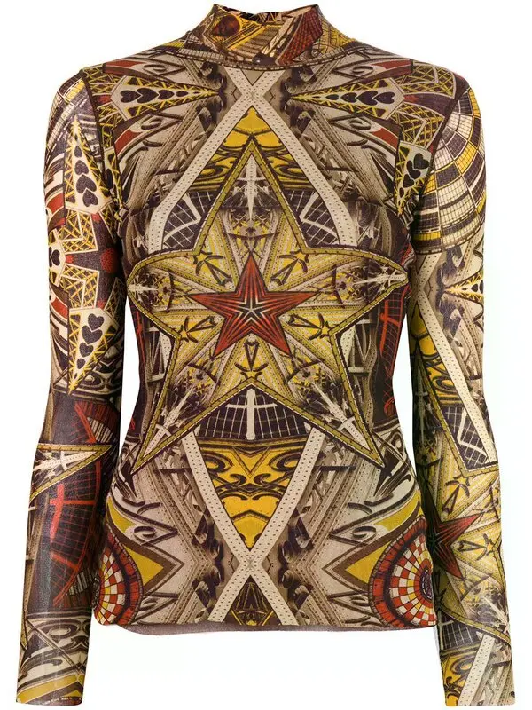 JEAN PAUL GAULTIER Star Print Turtleneck Top