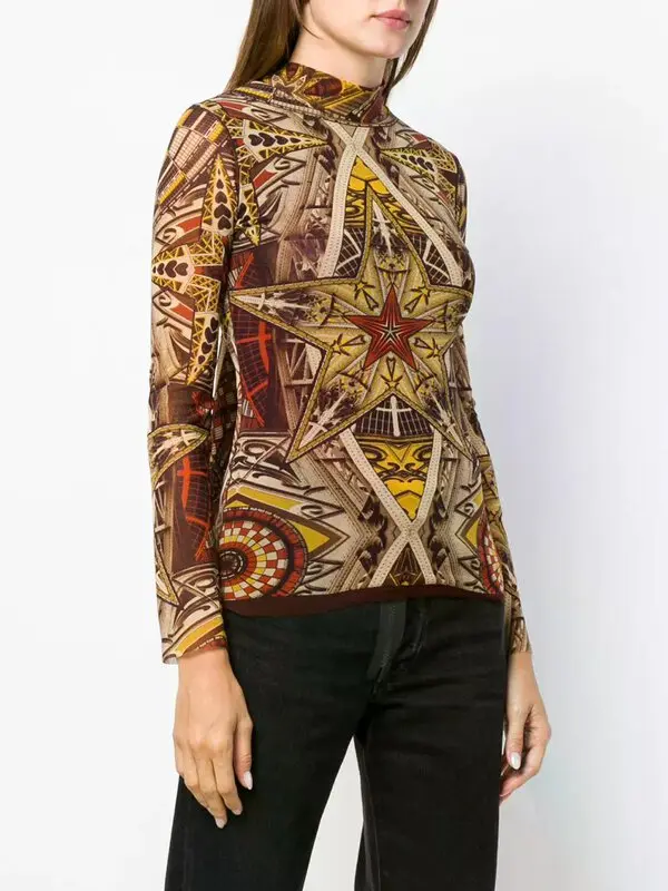 JEAN PAUL GAULTIER Star Print Turtleneck Top