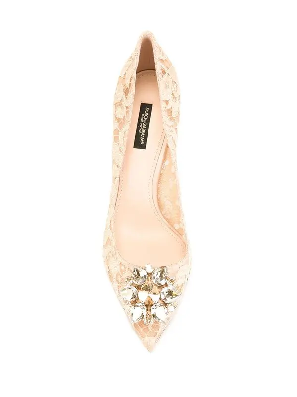 Dolce & Gabbana Lace Pumps With Brooch Detail - Neutrals