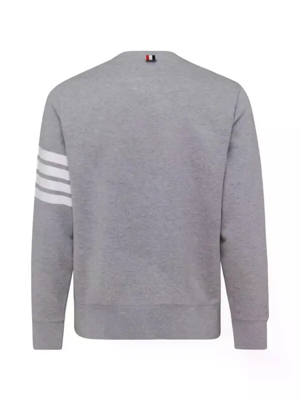 Thom Browne Loopback Cotton Sweatshirt With 4-bar Detail - Grey