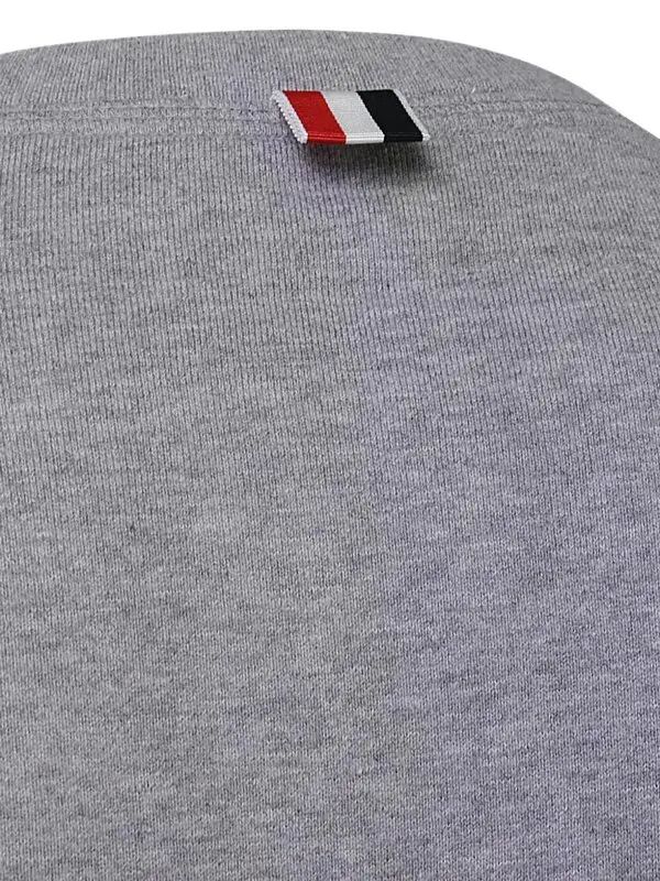 Thom Browne Loopback Cotton Sweatshirt With 4-bar Detail - Grey