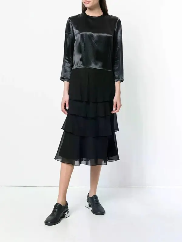 Comme Des Garçons Frilled Midi Dress - Black