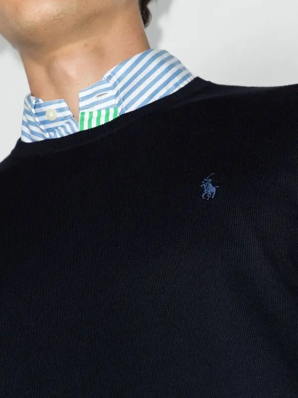 Polo Ralph Lauren Logo-embroidered Crewneck Jumper - Blue