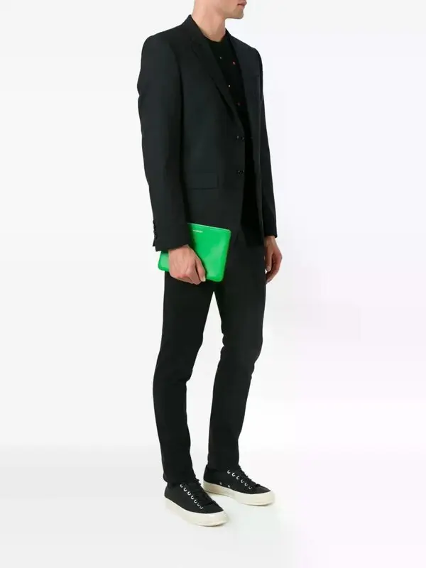 Comme Des Garçons Logo-print Leather Clutch - Green