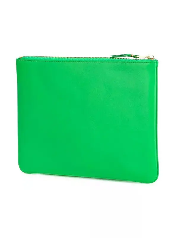 Comme Des Garçons Logo-print Leather Clutch - Green