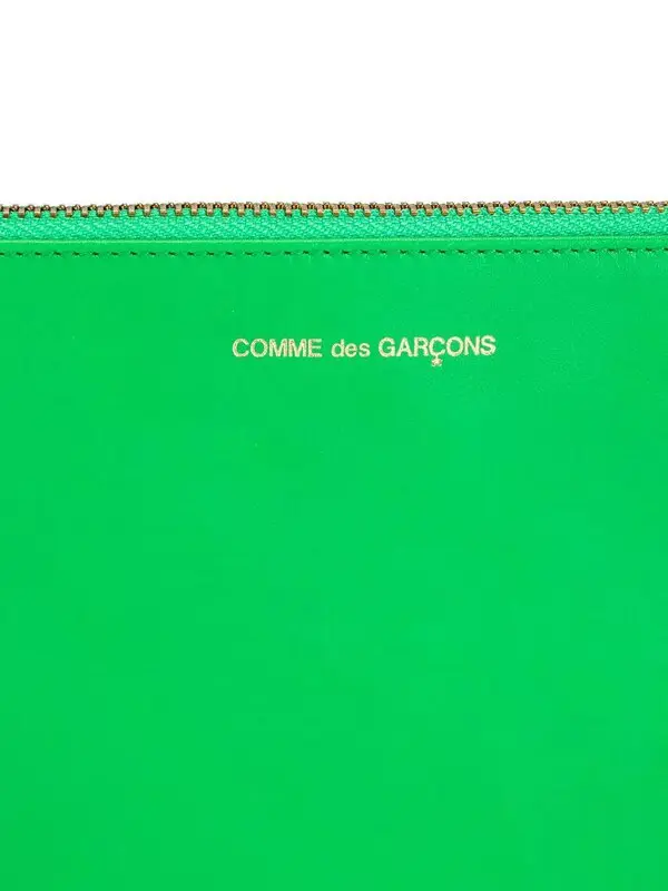 Comme Des Garçons Logo-print Leather Clutch - Green