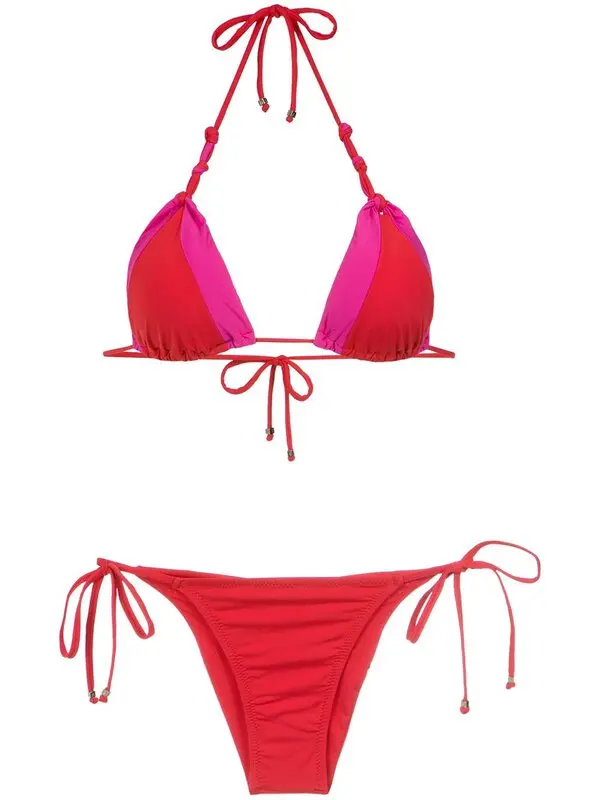 AMIR SLAMA Panelled Triangle Bikini Set - Red