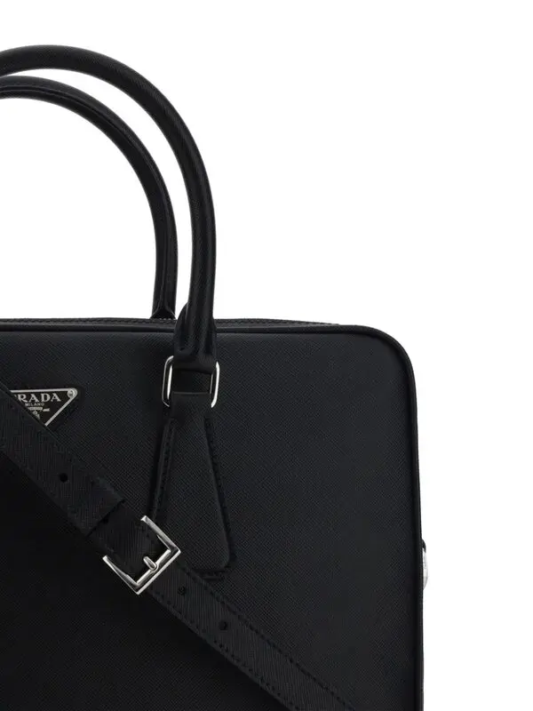 Prada Triangle-logo Saffiano Leather Briefcase