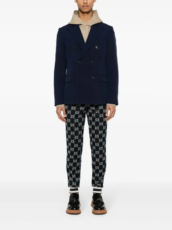 Gucci Gg-jacquard Track Pants - Blue