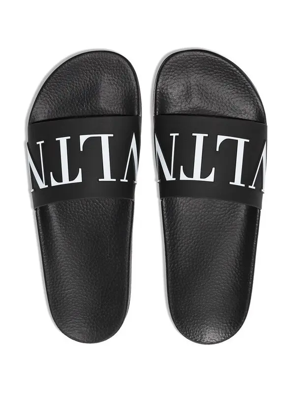Valentino Garavani Vltn Slide Sandals - Black - 44% Off