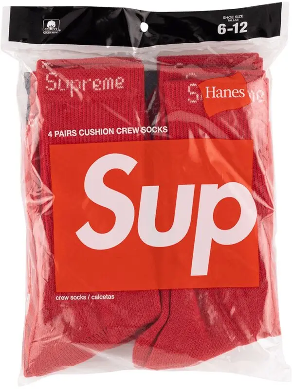 Supreme Logo Embroidered Socks - Red