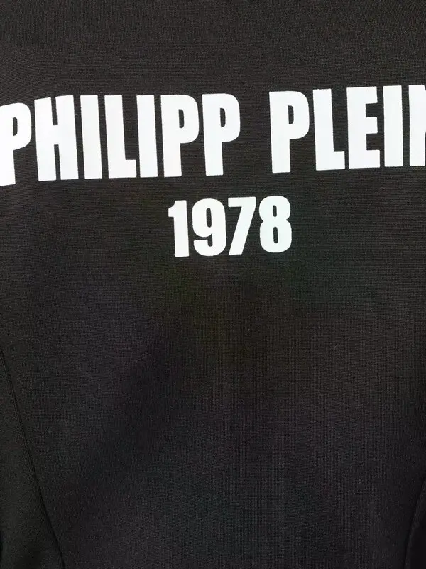 Philipp Plein Long Sleeve Ribbed Asymmetrical Hem Dress