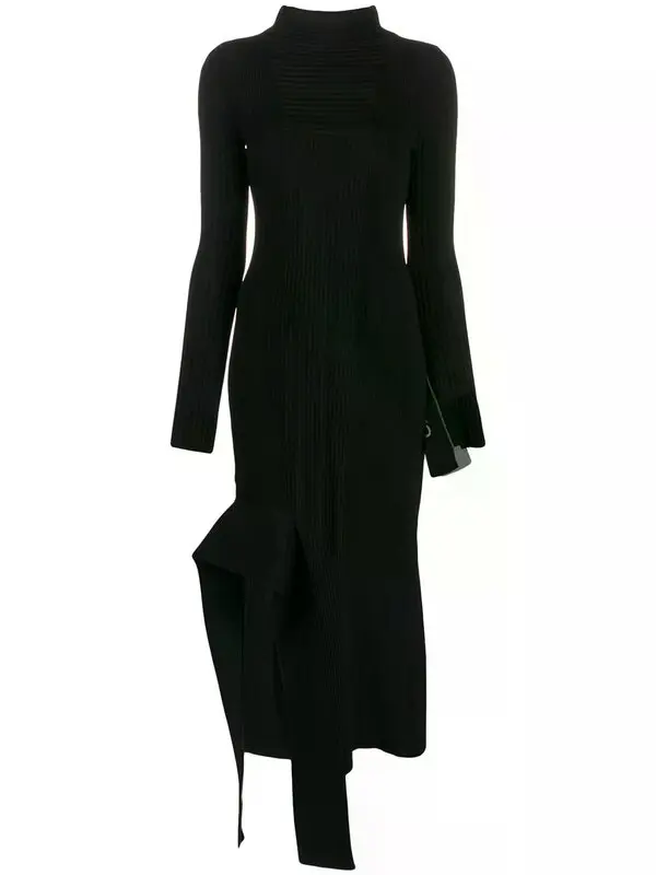Off-White Asymmetric Knitted Midi Dress