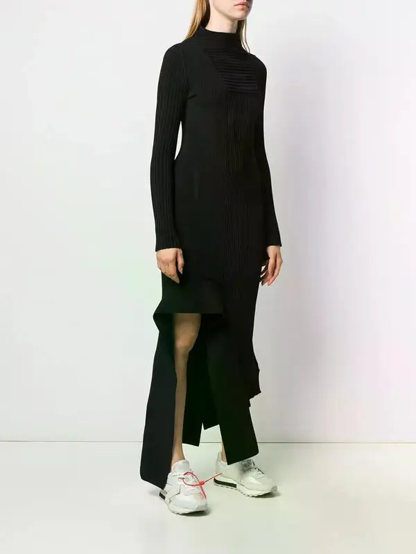 Off-White Asymmetric Knitted Midi Dress