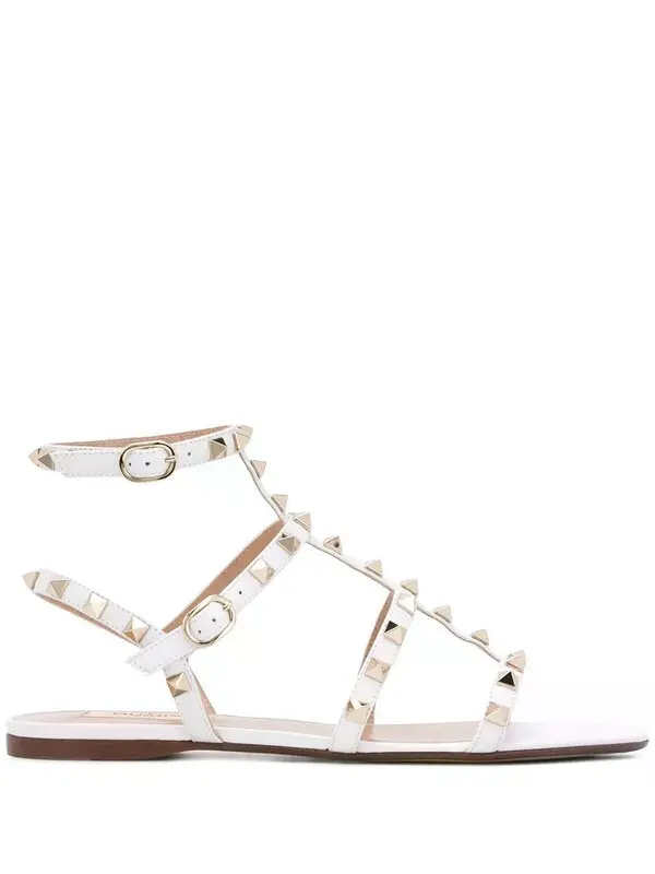 Valentino Garavani Rockstud Flat Sandals - White
