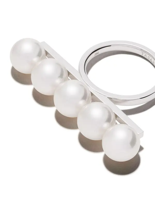 TASAKI 18kt Akoya Pearl Balance Signature Ring - Silver