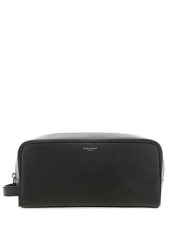 Saint Laurent Logo-stamp Leather Pouch - Black