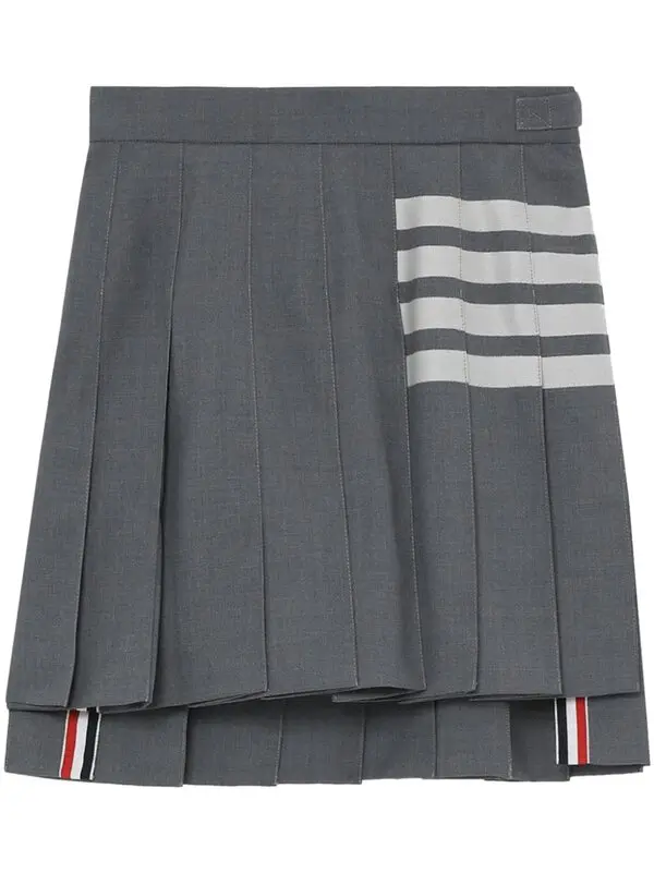 Thom Browne 4-bar Stripe Pleated Mini Skirt - Grey