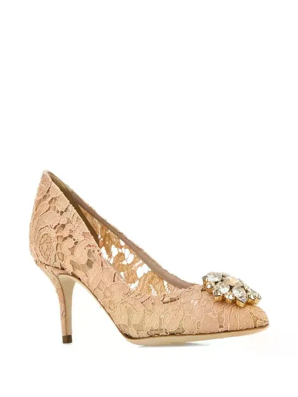 Dolce & Gabbana Bellucci Lace Pumps With Brooch - Neutrals