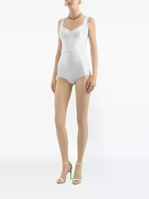 Dolce & Gabbana Jacquard Corset Bustier - White