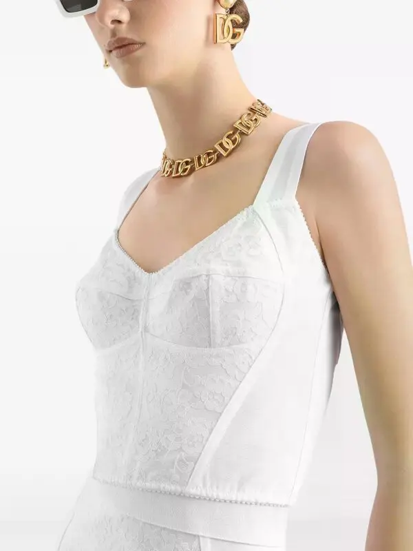 Dolce & Gabbana Jacquard Corset Bustier - White