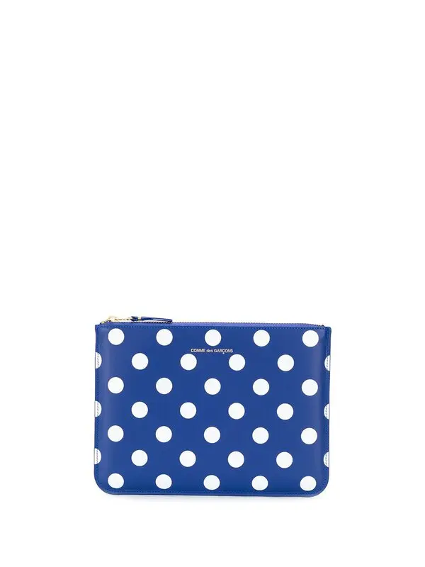 Comme Des Garçons Polka Dot-print Wallet - Blue