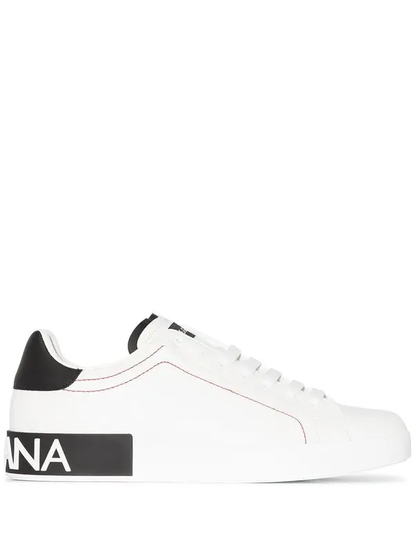 Dolce & Gabbana Portofino Leather Sneakers - White