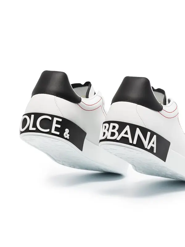 Dolce & Gabbana Portofino Leather Sneakers - White