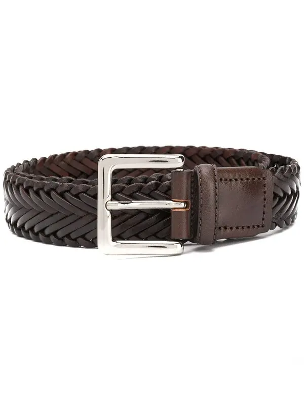 SCAROSSO Braided Buckled Belt - Brown