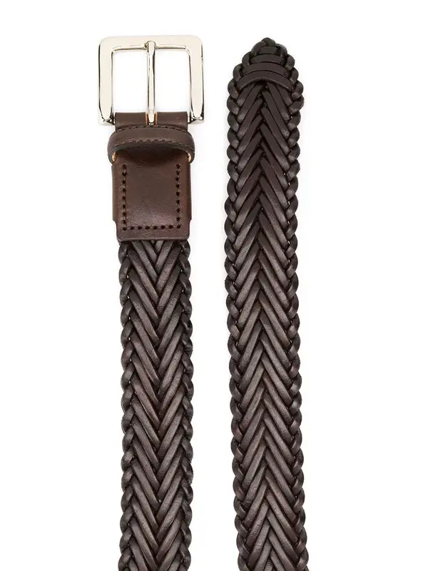 SCAROSSO Braided Buckled Belt - Brown