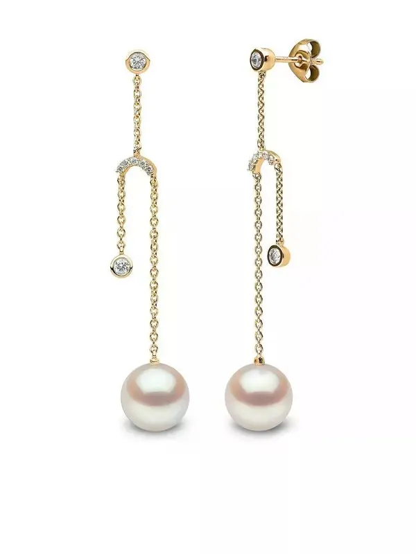 Yoko London 18kt Yellow Freshwater Pearl And Diamond Drop Earrings