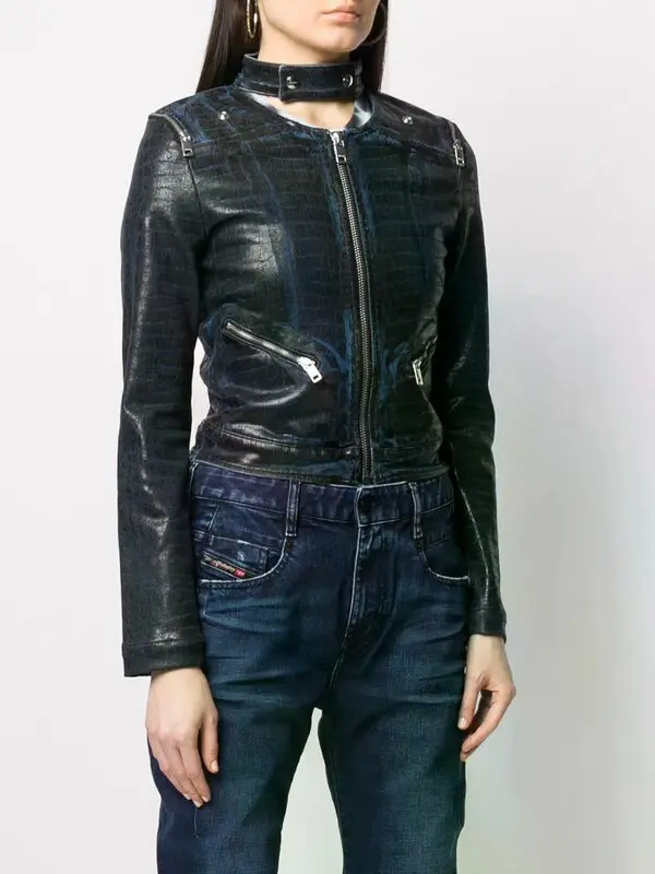 DIESEL® Croc Effect Biker Jacket