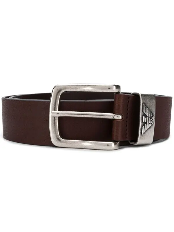 Emporio Armani Leather Logo Belt - Brown