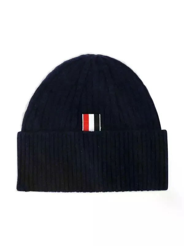Thom Browne Cashmere 4-bar Cuff Beanie - Blue