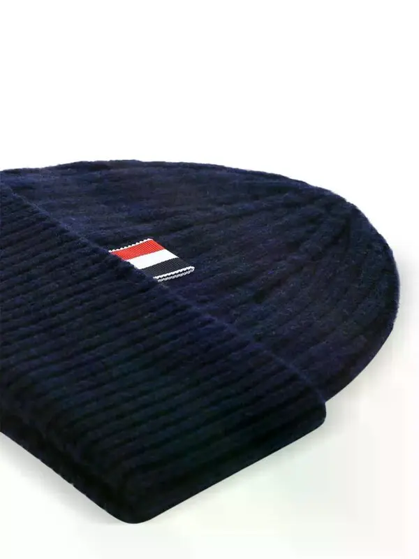 Thom Browne Cashmere 4-bar Cuff Beanie - Blue