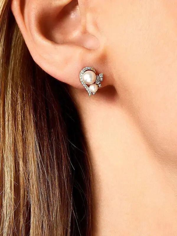 Yoko London 18kt Yellow Pearl And Diamond Earrings