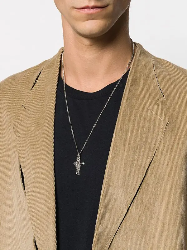 Emanuele Bicocchi Wing And Cross Pendant Necklace
