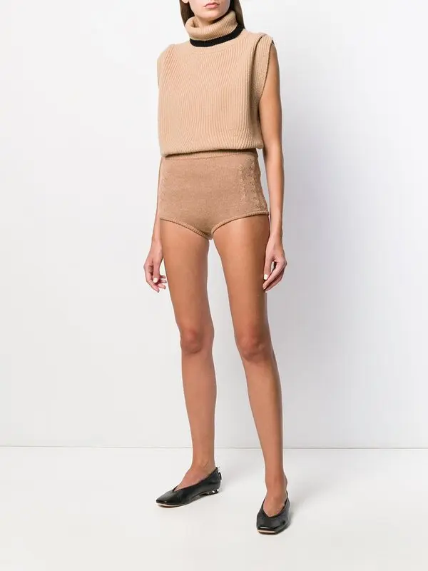 Cashmere In Love Ribbed Mimie Shorts - Neutrals