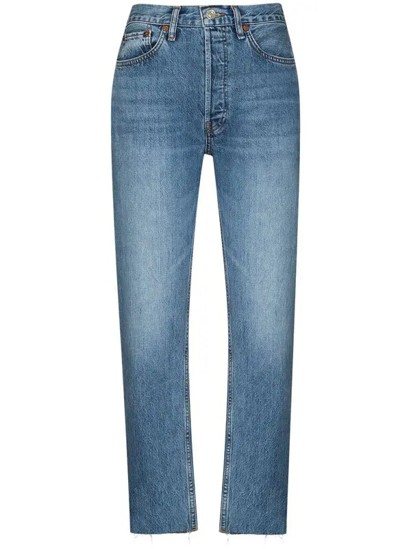 RE/DONE Stove Pipe Cropped Jeans - Blue