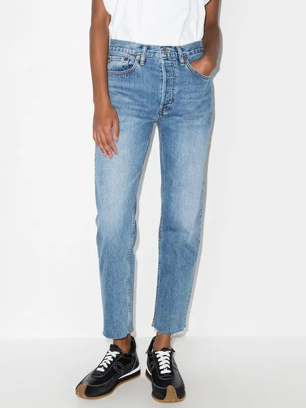 RE/DONE Stove Pipe Cropped Jeans - Blue