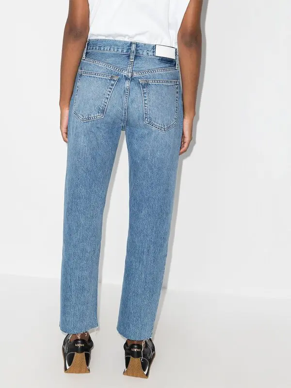 RE/DONE Stove Pipe Cropped Jeans - Blue