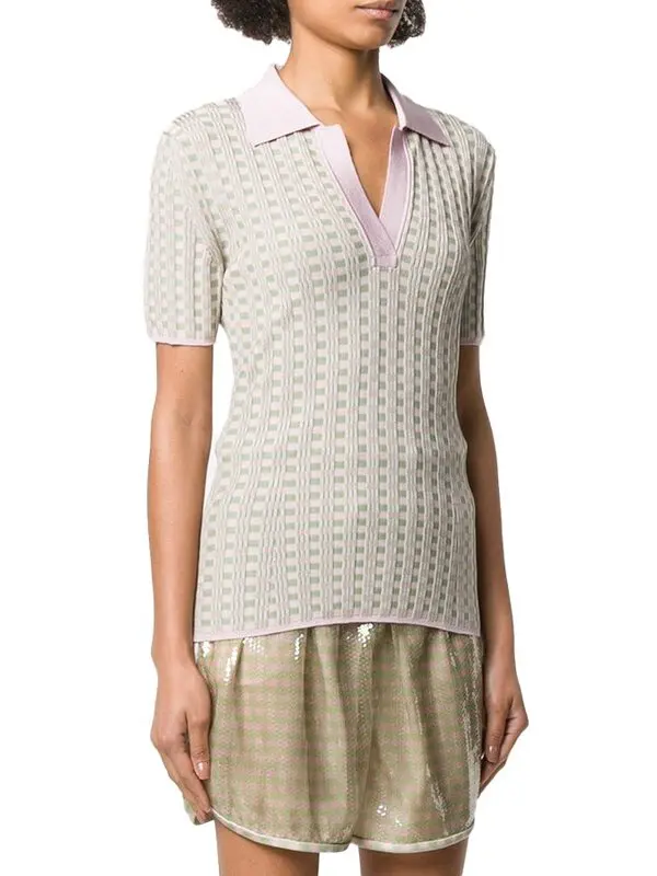 Fendi Check Knit Polo Top